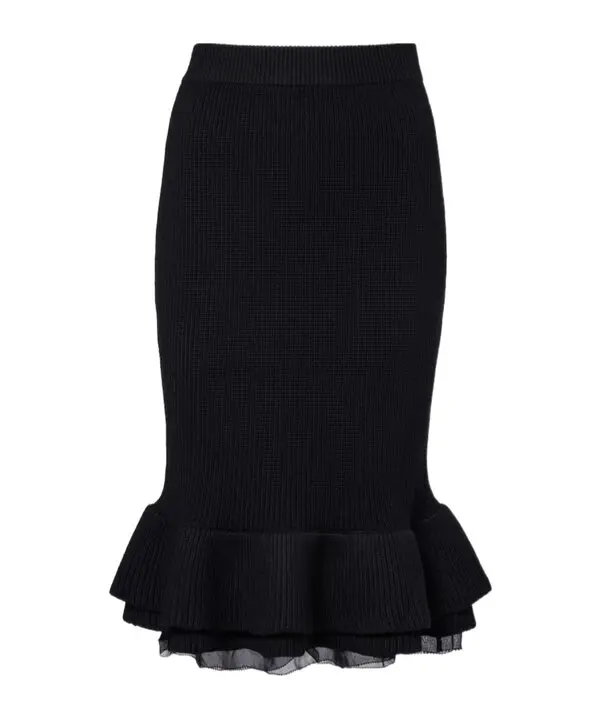 Nina Ricci Peplum Wool-blend Midi Skirt