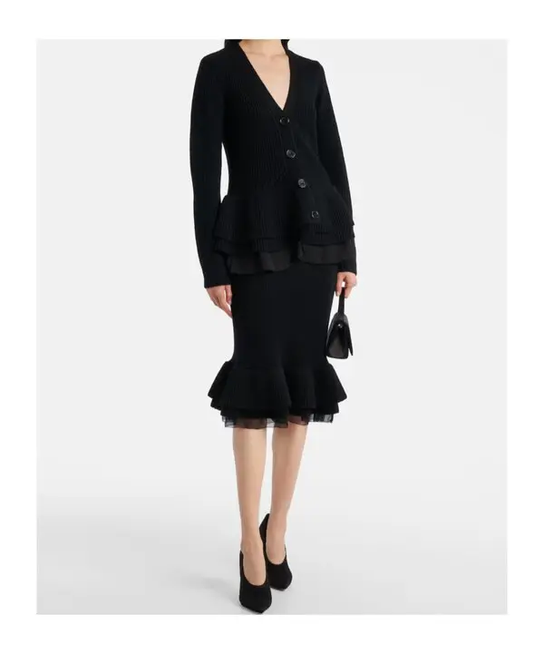 Nina Ricci Peplum Wool-blend Midi Skirt