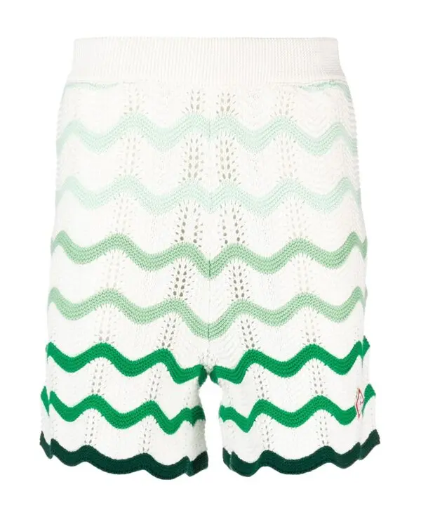 Casablanca Wavy Gradient Crochet Shorts - White