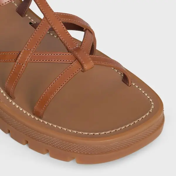 Celine Clea Triomphe Strappy Sandal In Calfskin Vegetal Tanning