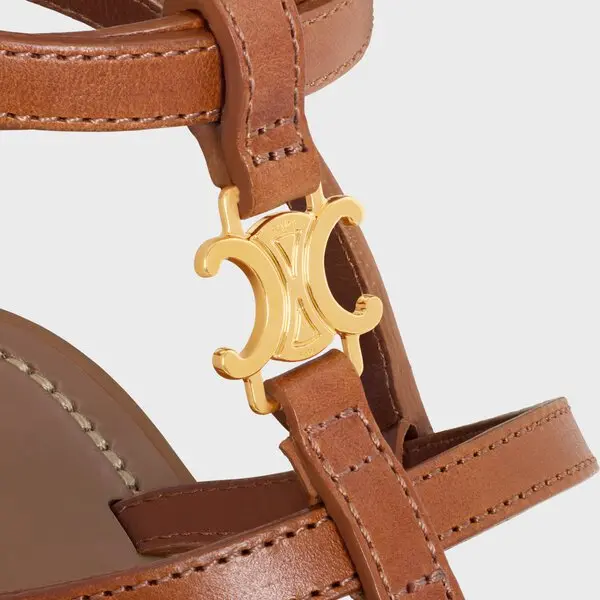 Celine Clea Triomphe Strappy Sandal In Calfskin Vegetal Tanning