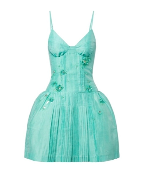 SHUSHU/TONG Embellished Linen-blend Minidress