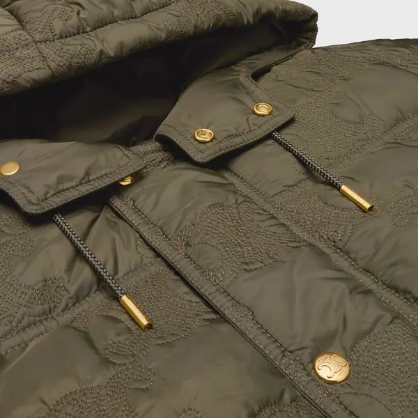 Celine Cropped Triomphe Down Jacket In Lightweight Nylon