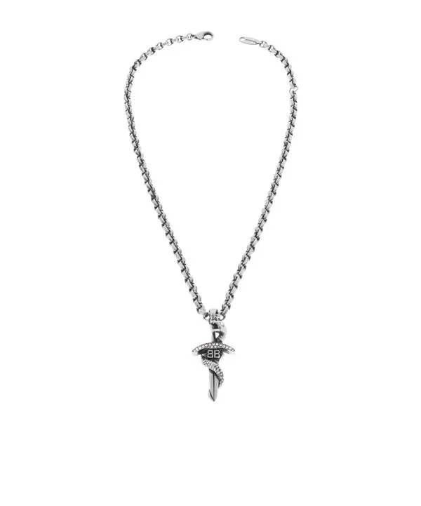 Balenciaga Goth Snake Necklace In Antique Silver