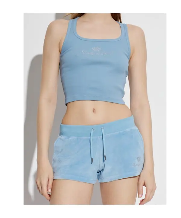 SPORTY  RICH Sporty & Rich Ribbed Knit Sleeveless Cropped Tank Top