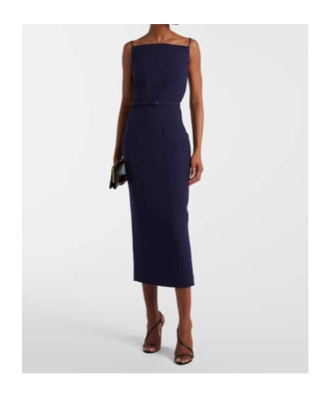 Roland Mouret Belted Crêpe Midi Dress