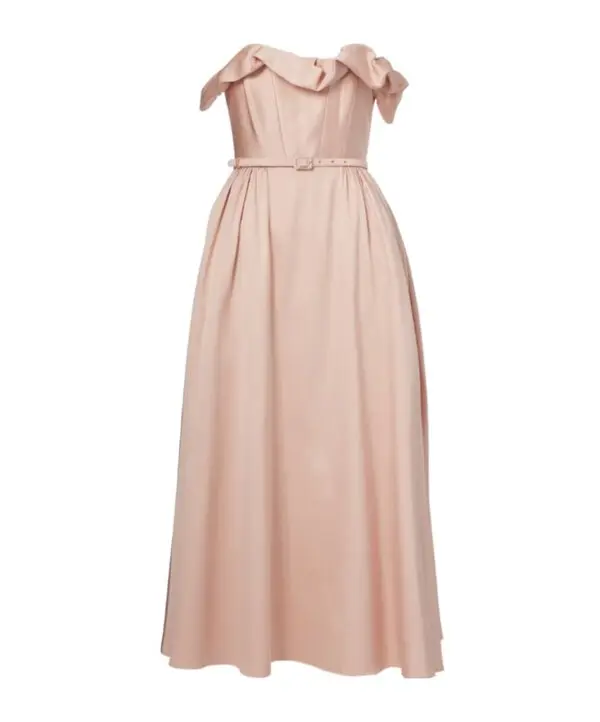 Roland Mouret Strapless Ruffled Midi Dress - Nude