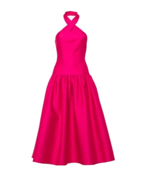 Roland Mouret Halterneck Taffeta Midi Dress - Pink