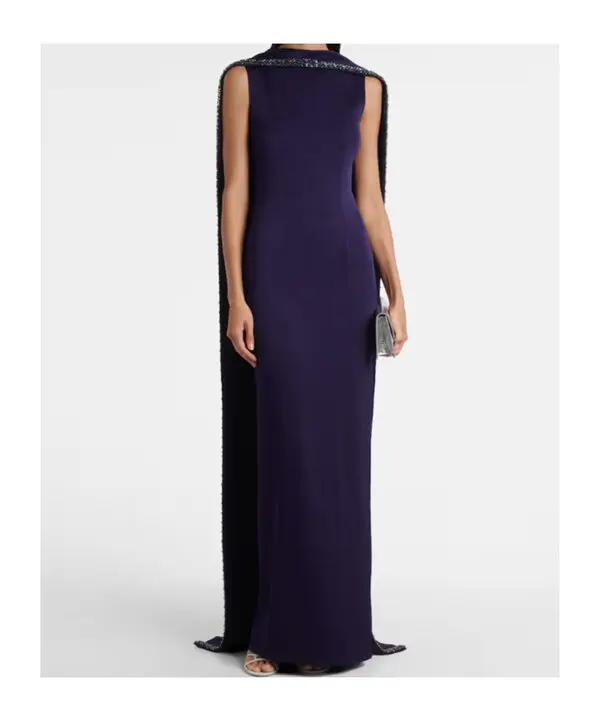 Roland Mouret Embellished Cape Effect Gown