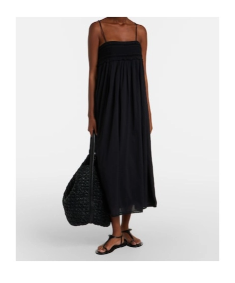 Posse Danielle Lace-trimmed Cotton Midi Dress - Black