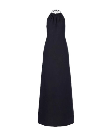 NILI LOTAN Lelia Halterneck Linen Maxi Dress - Black