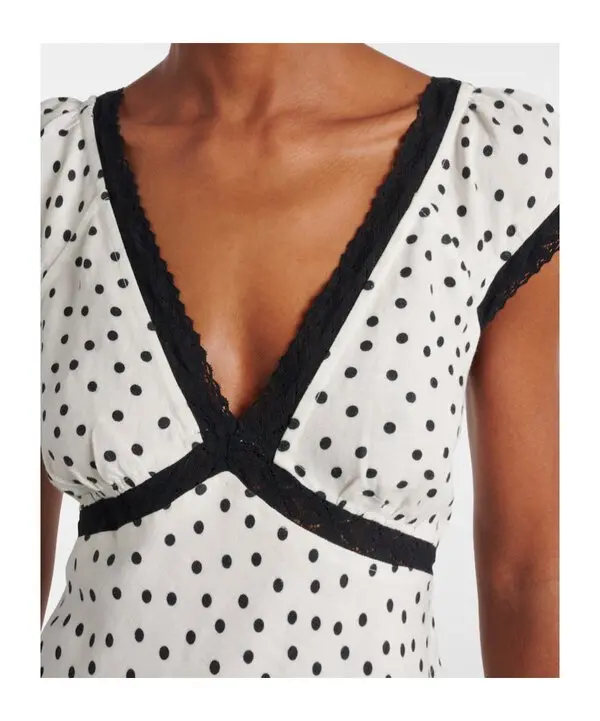 Rixo Iggy Polka-dot Linen-blend Maxi Dress