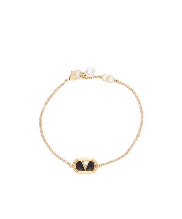 Valentino Garavani Ovalette Metal Bracelet With Enamel And Crystals
