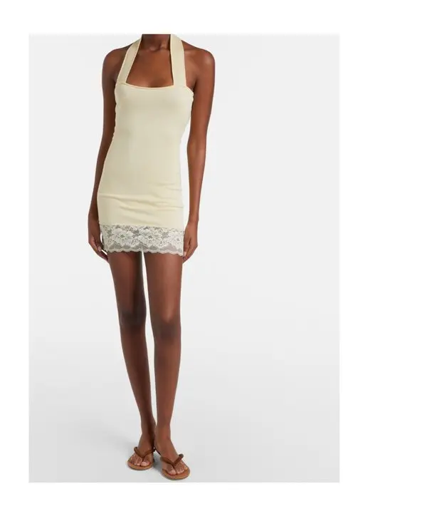 AYA MUSE Lace-trimmed Silk Cotton Mini Dress