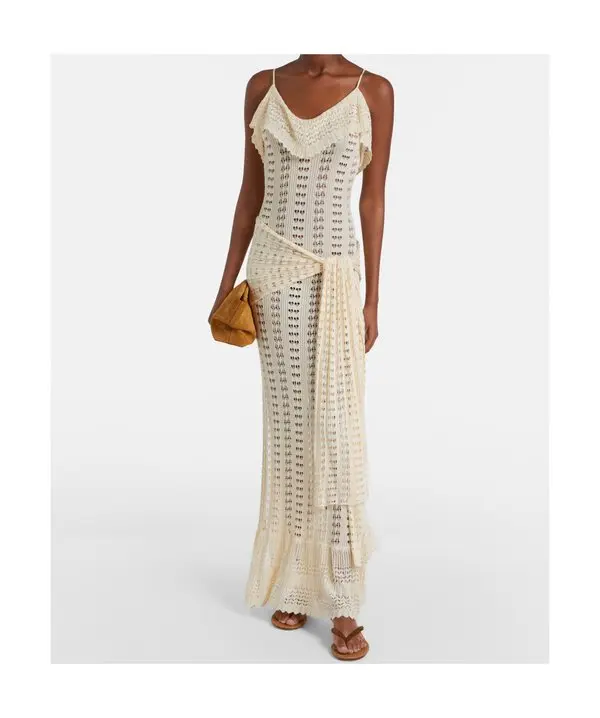 AYA MUSE Ruffled Pointelle Maxi Dress