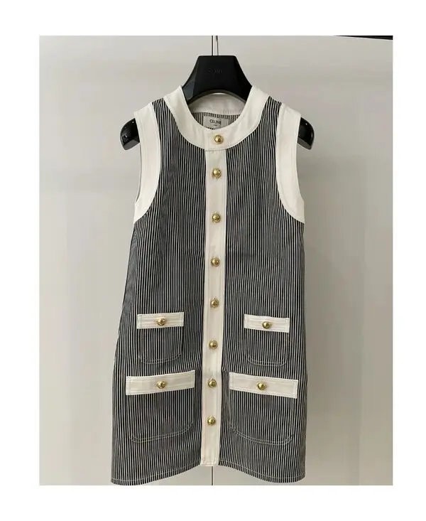 Celine Sleeveless Hickory Stripe Mini Dress