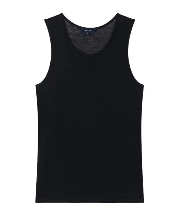 Soeur Round Neck Semi-transparent Vest - Black
