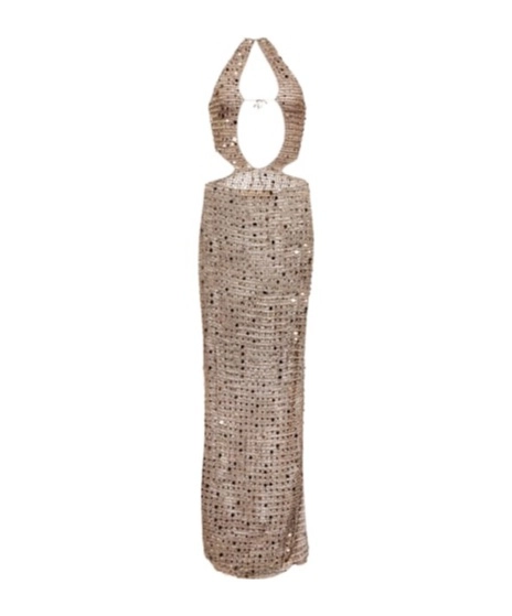 AYA MUSE Morel Cutout Sequined Maxi Dress