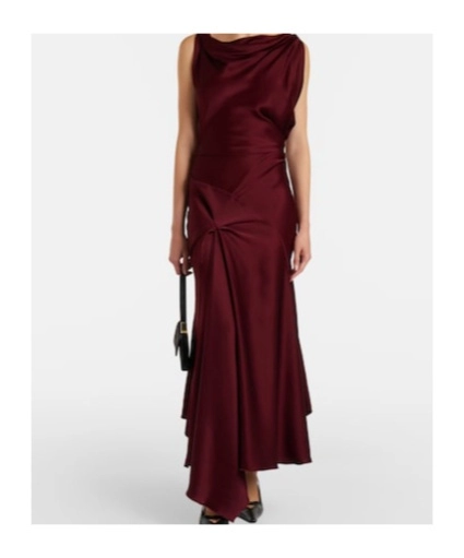 Victoria Beckham Draped Satin Midi Dress