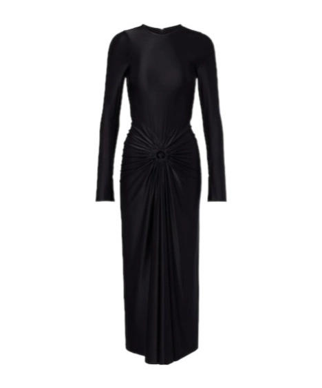 Victoria Beckham Gathered Jersey Midi Dress - Black