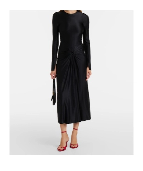 Victoria Beckham Gathered Jersey Midi Dress - Black