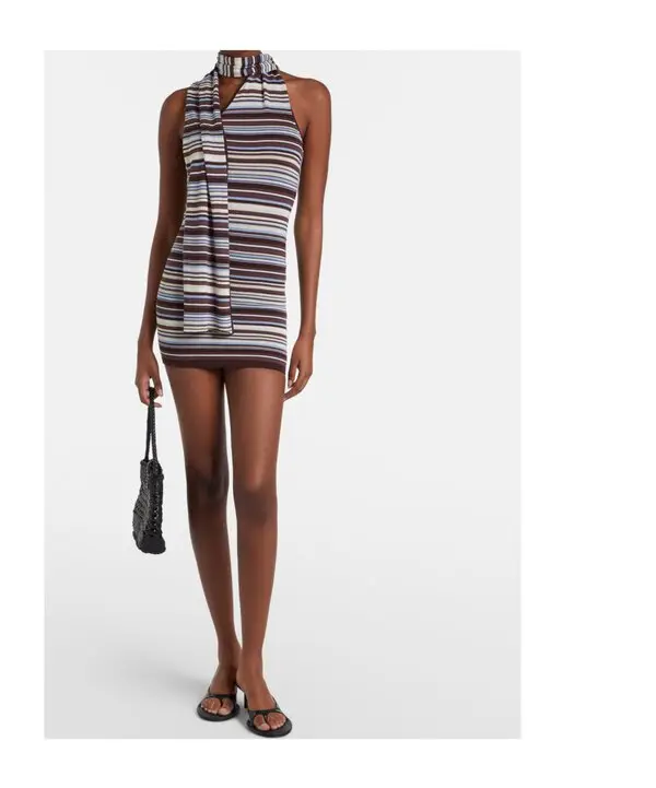 AYA MUSE Striped Knit Minidress With Scarf Detail - Multicolor