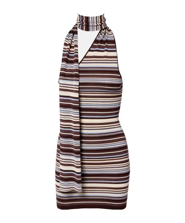 AYA MUSE Striped Knit Minidress With Scarf Detail