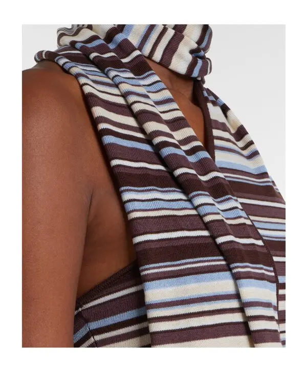 AYA MUSE Striped Knit Minidress With Scarf Detail