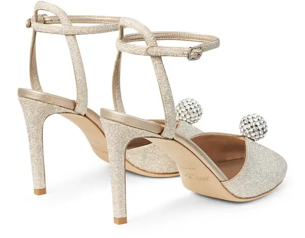 JIMMY CHOO Sacora 85 Embellished Glitter Sandals