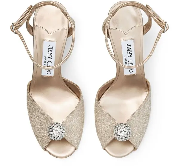 JIMMY CHOO Sacora 85 Embellished Glitter Sandals