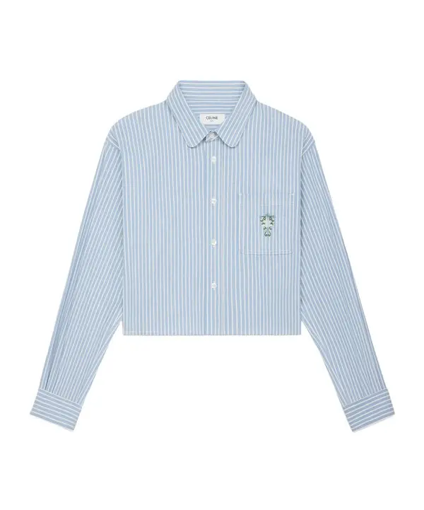 Celine Cropped Shirt In Hickory Striped Cotton