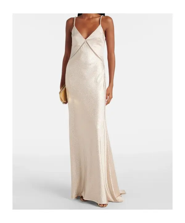 Roland Mouret Embellished Satin Maxi Gown