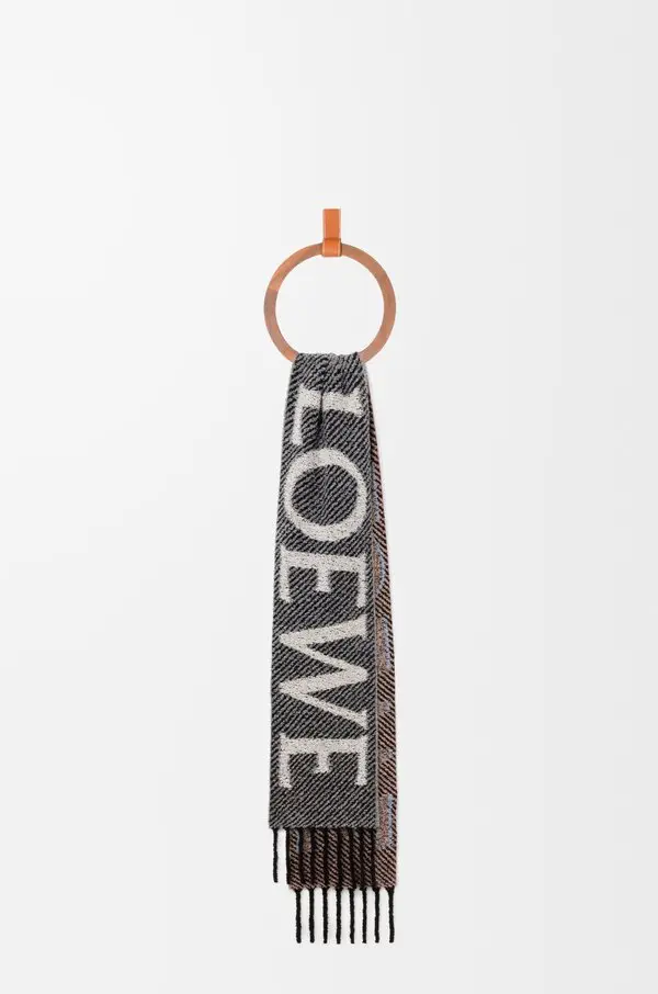 Loewe Logo Jacquard Fringed Edge Scarf
