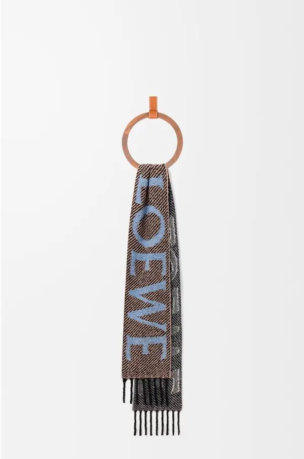 Loewe Logo Jacquard Fringed Edge Scarf