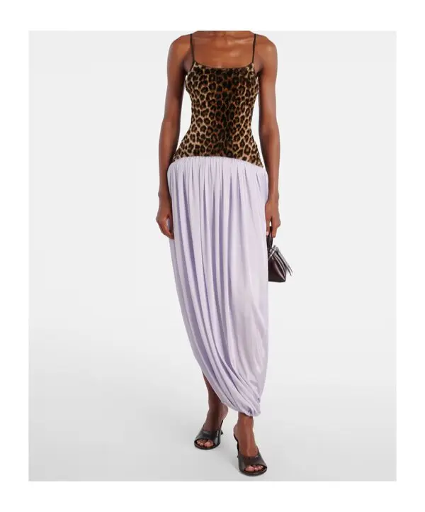 JACQUES WEI Leopard Print Draped Dress