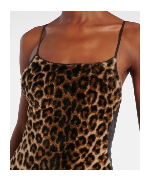 JACQUES WEI Leopard Print Draped Dress