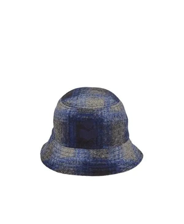 Isabel Marant Étoile Logo Embroidered Checked Bucked Hat - Blue