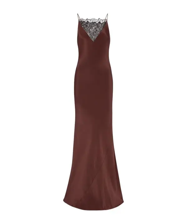 Roland Mouret Lace-trimmed Silk Satin Gown - Red