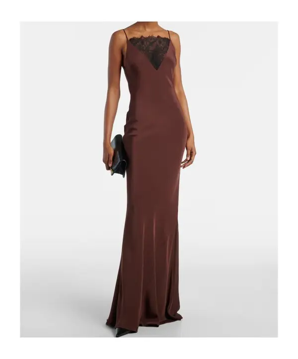 Roland Mouret Lace-trimmed Silk Satin Gown - Red