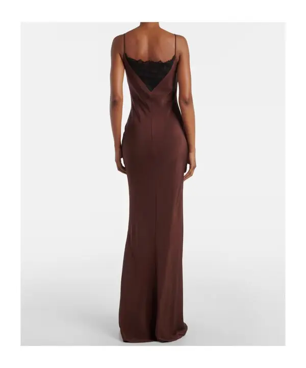 Roland Mouret Lace-trimmed Silk Satin Gown - Red