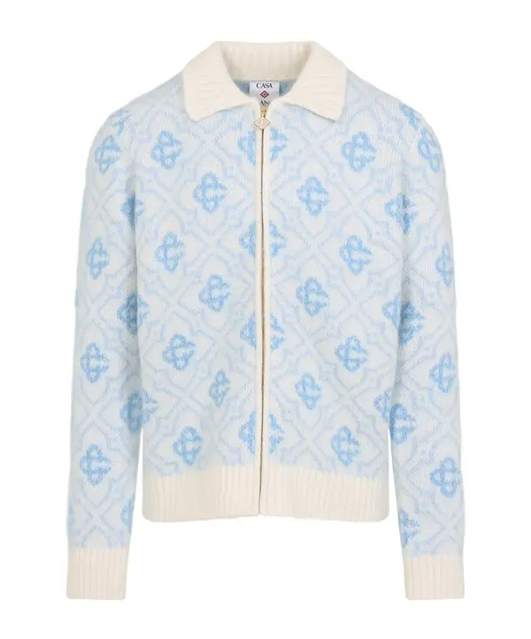 Casablanca Monogram Zipped Jumper With Lapel Collar