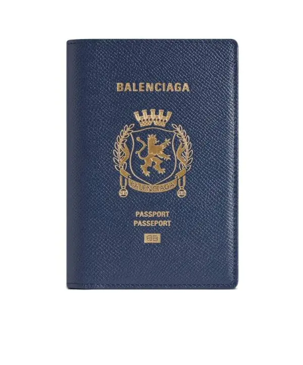 Balenciaga Logo Printed Passport Holder - Blue