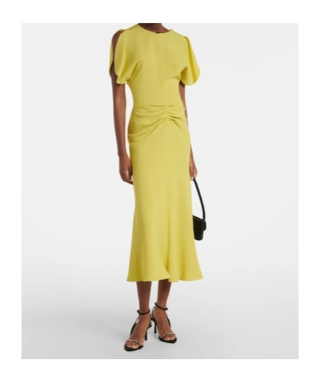 Victoria Beckham Bela Pleated Midi Dress - Yellow