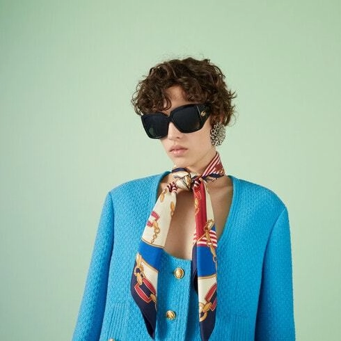 Gucci Square Frame Sunglasses With Double G Detail