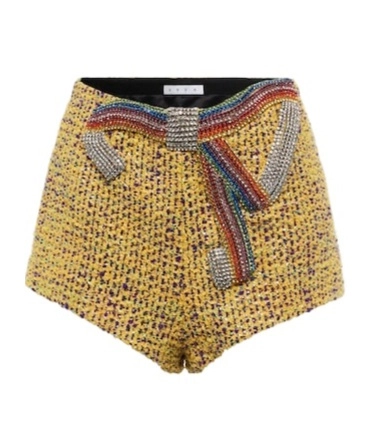 AREA Crystal-embellished Tweed Shorts