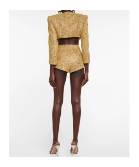 AREA Crystal-embellished Tweed Shorts