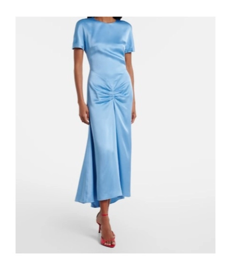 Victoria Beckham Gathered Satin Midi Dress