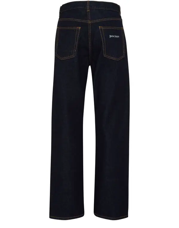 Palm Angels Wide-leg Jeans With Logo Unwashed