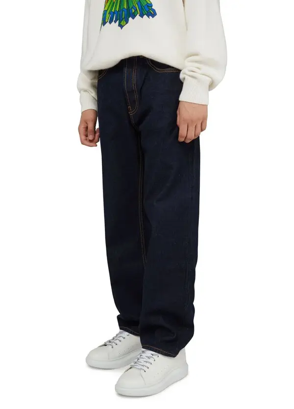 Palm Angels Wide-leg Jeans With Logo Unwashed