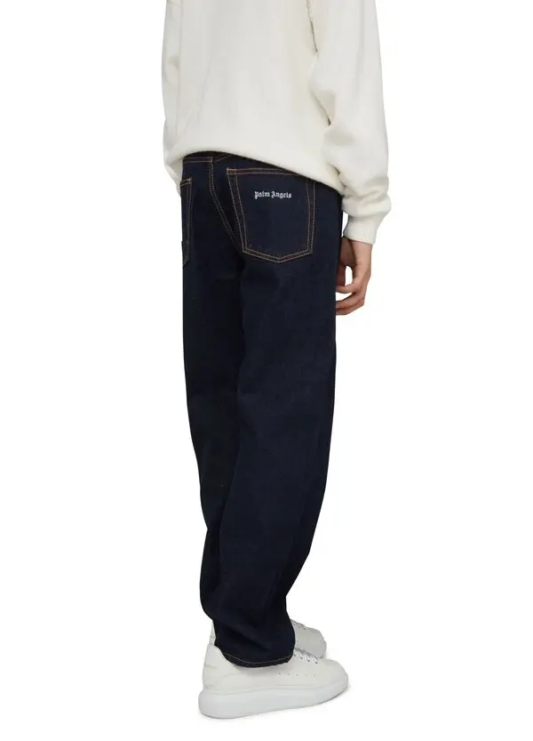 Palm Angels Wide-leg Jeans With Logo Unwashed